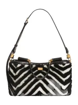 Dolce & Gabbana Medium Vittoria Shoulder And Crossbody Bag In Fur Collection Black - Multicolor