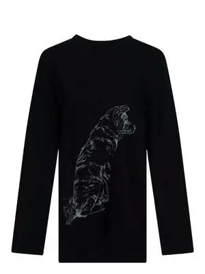 Yohji Yamamoto Dog-print Long-sleeve T-shirt - Black