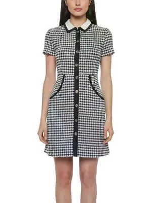 Maje Houndstooth-pattern Mini Dress - White