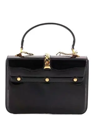 Gucci Sylvie 1969 Top Handle Bag Patent Mini Satchel - Black
