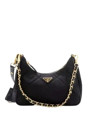 Prada Re-edition 1995 Hobo Quilted Re-nylon Mini Shoulder Bag - Black