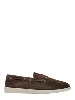 Prada Suede Boat Shoes With Laces - Brown