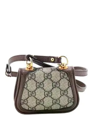 Gucci Blondie Nm Card Case Wallet With Strap Gg Coated Canvas Crossbody Bag - Brown