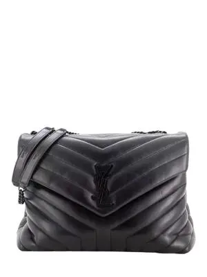 Saint Laurent Loulou Matelasse Chevron Leather Medium Shoulder Bag - Black