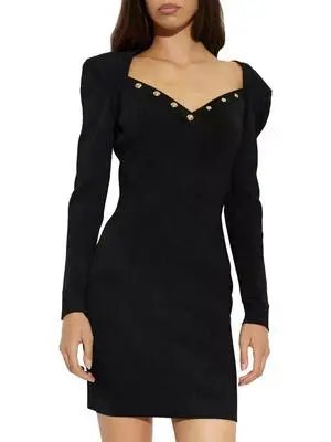 BALMAIN Button-embellished Padded-shoulder Mini Dress
