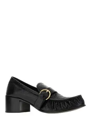 MIU MIU Buckle-detail Crinkled Leather Loafers