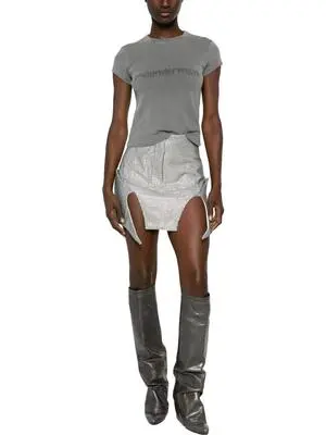 MITILIANE COUTURE Rhinestone-embellished Cut-out Mini Skirt - Silver