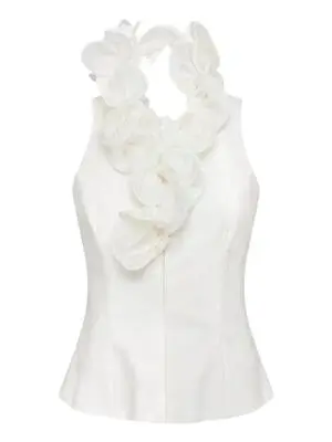 STOLEN STORES Floral-appliqué Halterneck Top - White