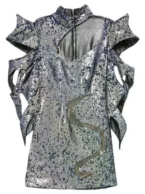 MITILIANE COUTURE Sequin-embellished Cut-out Mini Dress - Silver
