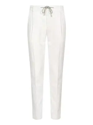 Eleventy Drawstring-waist Pleated Trousers - White