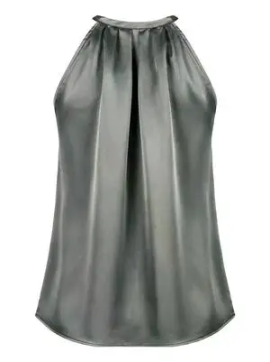 Marella Pleated Satin-finish Top - Grey