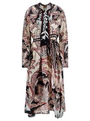 Farm Rio Viscose Tapestry Dream Long-sleeve Midi Dress - Multicolor