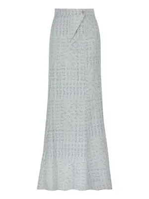 MAYAMU Kibe Patterned Maxi Fishtail Skirt - Grey