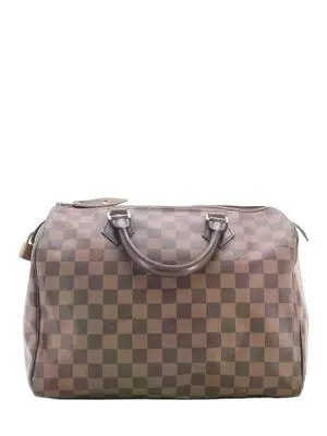 LOUIS VUITTON Speedy Handbag Damier 30 Satchel - Brown