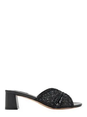 NICOLI Cesca Crystal-embellished Mesh Sandals - Black