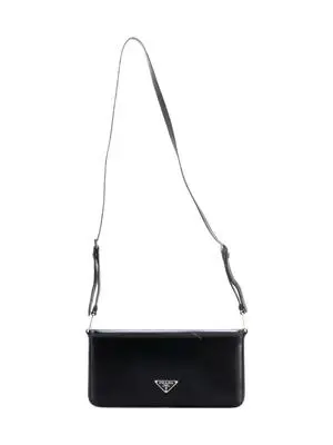 PRADA Femme Flap Spazzolato Leather Shoulder Bag