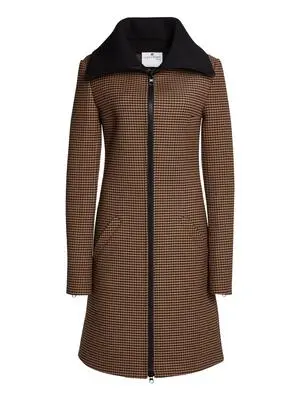 COURREGES High-collar Houndstooth Tailored Coat - Multi