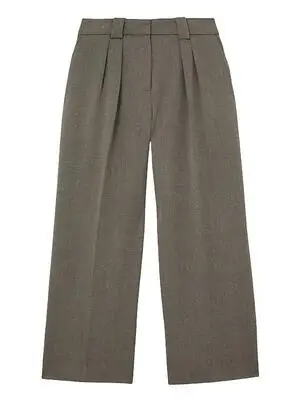 REISS Katya Pleated Wide-leg Woven Trousers - Dark Grey
