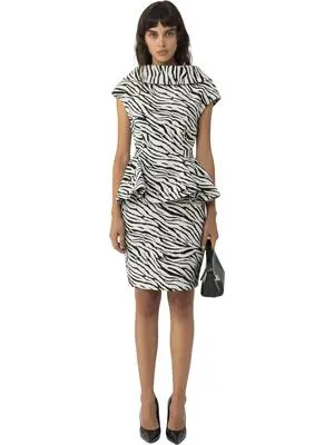 Arakii Peplum Boat Neck Top - Zebra