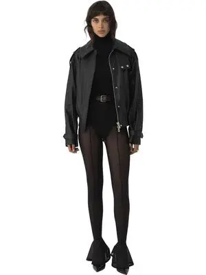 Arakii Sheer Ruffle Tights - Black