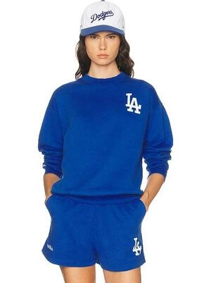 Sporty & Rich X Dodgers La Serif Crewneck Sweatshirt - Team Blue