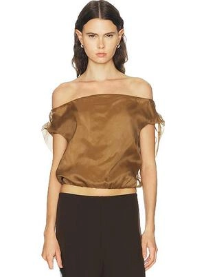 Staud Larissa Silk Top - Cigar