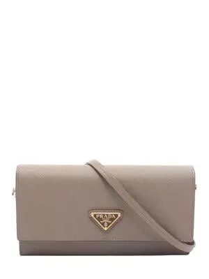 Prada 2013-2026 Saffiano Wallet On Strap Crossbody Bag - Neutrals