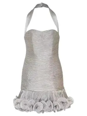 STOLEN STORES Halterneck Ruffled Mini Dress - Grey