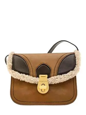THE BRIDGE Shearling-trim Leather Cross Body Bag