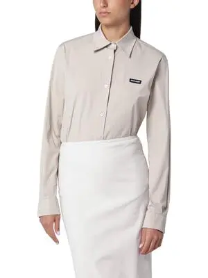Miu Miu Shirt In Stretch Poplin, Chalk - White