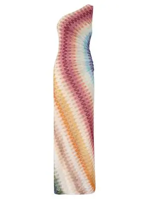 MISSONI One-shoulder Long Viscose Lace Dress