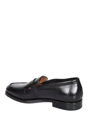 Santoni Leather Penny Loafers - Black