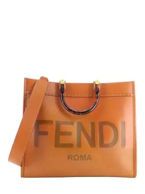Fendi Sunshine Shopper Leather Medium Tote Bag - Brown