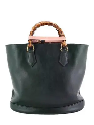 Gucci Diana Convertible Leather Medium Bucket Bag - Green