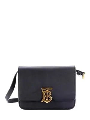 Burberry Tb Flap Bag Leather Mini Crossbody Bag - Black