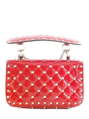 VALENTINO Rockstud Spike Flap Bag Quilted Patent Small Shoulder Bag