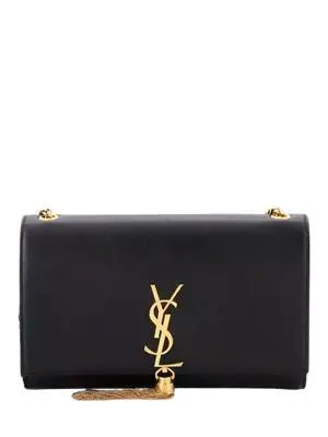 Saint Laurent Classic Monogram Tassel Leather Medium Crossbody Bag - Black