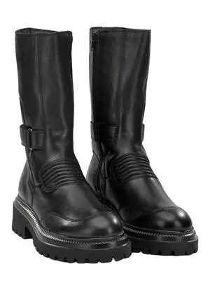 SUMMERY COPENHAGEN Buckle-strap Panelled Boots - Black