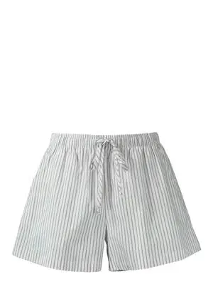 THE LADY AND THE SAILOR X Marissa Collections Flutter Striped Shorts - White