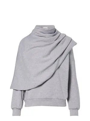 Magda Butrym Draped Cotton-blend Jersey Sweatshirt - Grey
