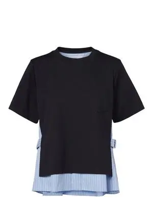 Sacai Layered Cotton Jersey And Poplin Top - Multicoloured