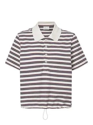 The Upside Sophie Cropped Striped Pique Polo Shirt - Multicoloured