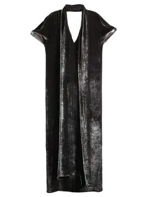 CORTANA Iris Velvet V-neck Maxi Dress - Black