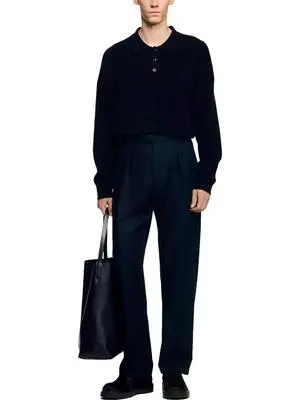 SANDRO Pleated Wide-leg Trousers