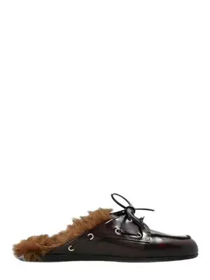 POSA Lace-up Faux-fur Mules - Brown