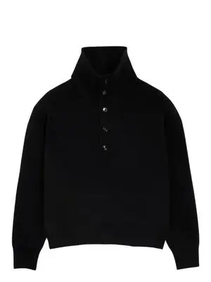 AMI Paris Button-fastening High-neck Sweater - Black