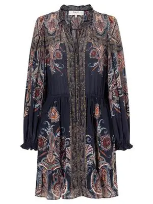 Sea Hyacinth Gathered Paisley-print Crepe Mini Dress - Multi