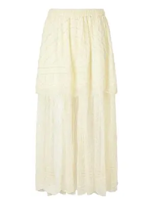 Sea Carlotta Bead-embellished Tulle Midi Skirt - Neutrals