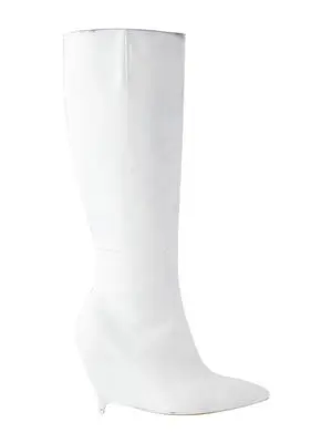 MAISON MARGIELA Heel-less Painted Leather Knee-high Boots - Neutrals