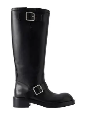 ANN DEMEULEMEESTER Arwa Leather Knee Boots - Black